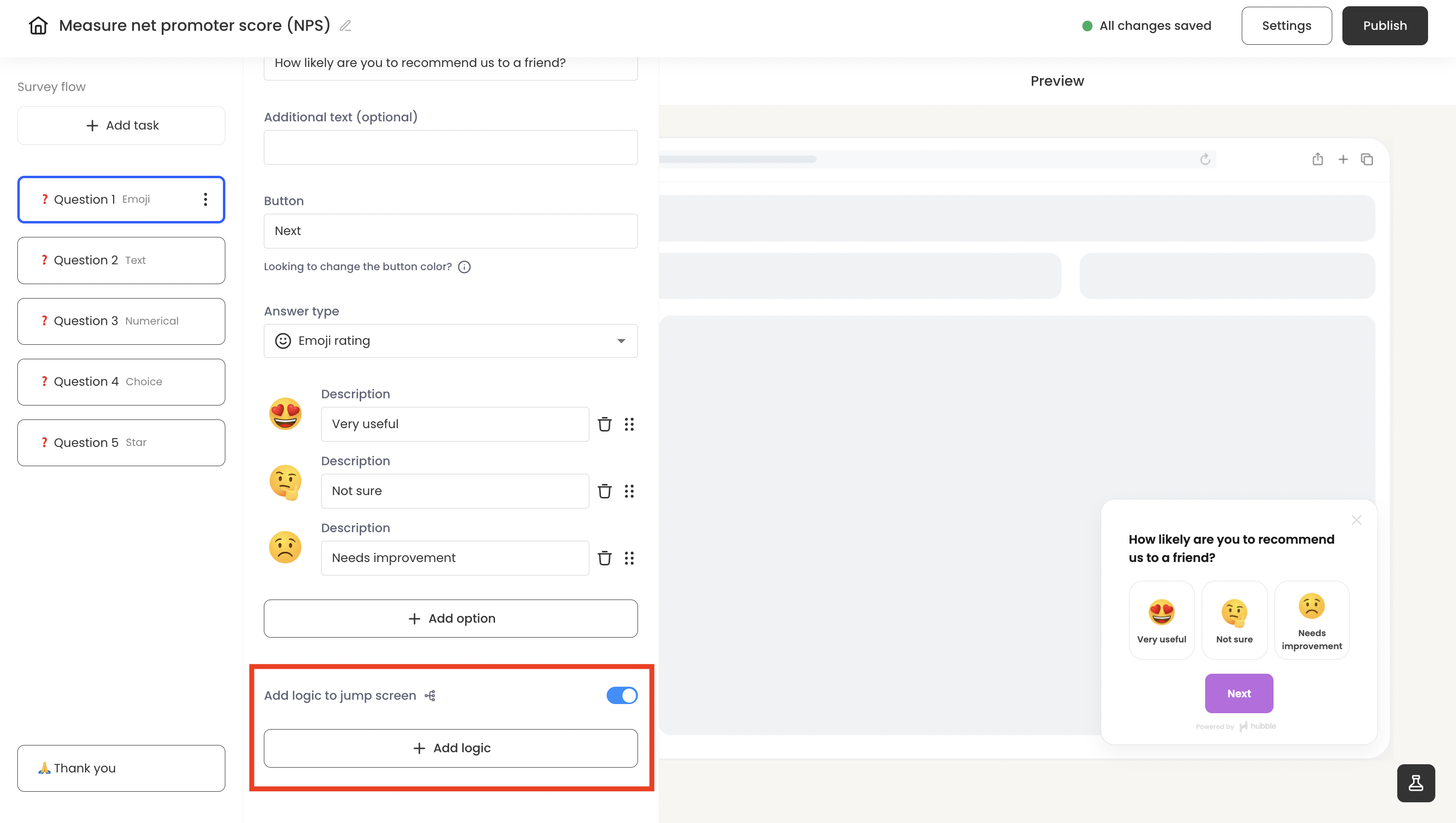 How to add logics in your in-product surveys – Hubble